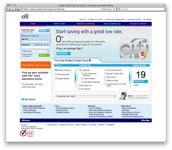 Citi Cards Website Redesign - Alan Perkel